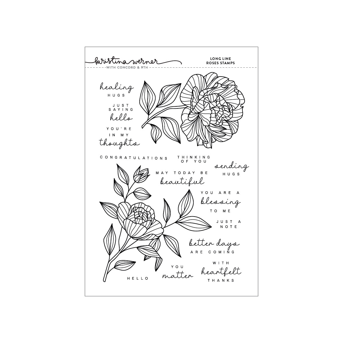 Concord & 9th - Kristina Werner - Long Line Roses Stamp Set – Hobby Hoppers