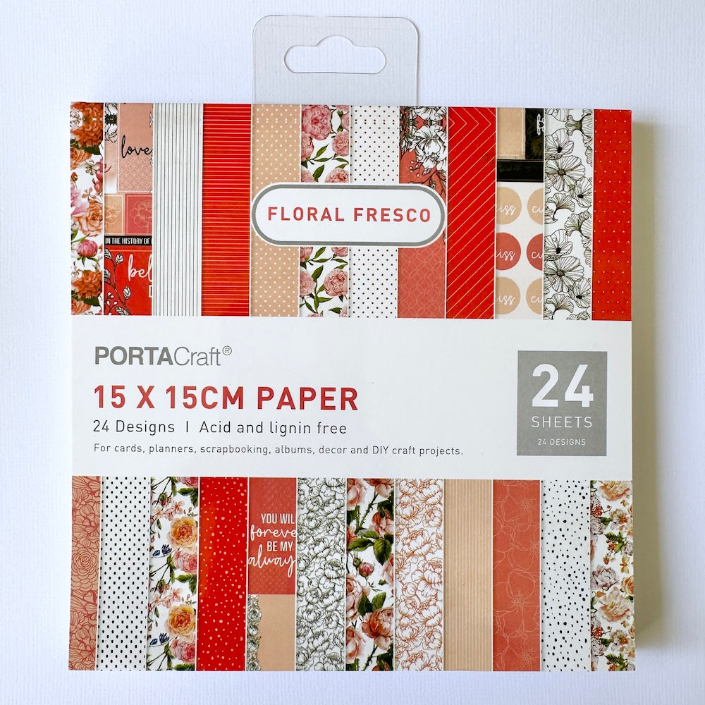 Porta Craft - Paper Pad 15 x 15 cm - 24 Sheets - 250Gsm - Floral Fresc ...